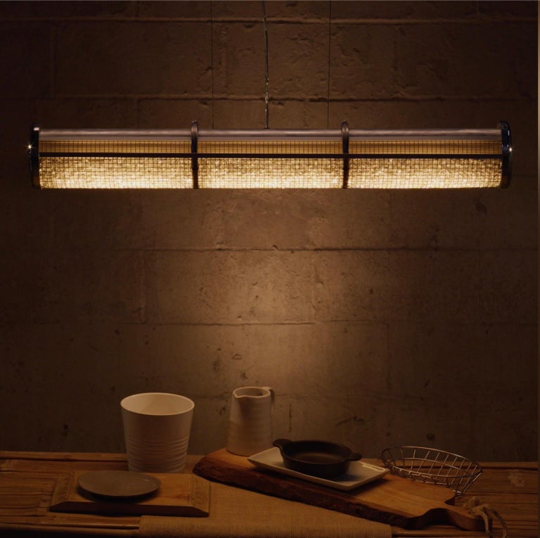 Crystal Cage LED Linear Suspension Gold Finish For Sale at 1stDibs