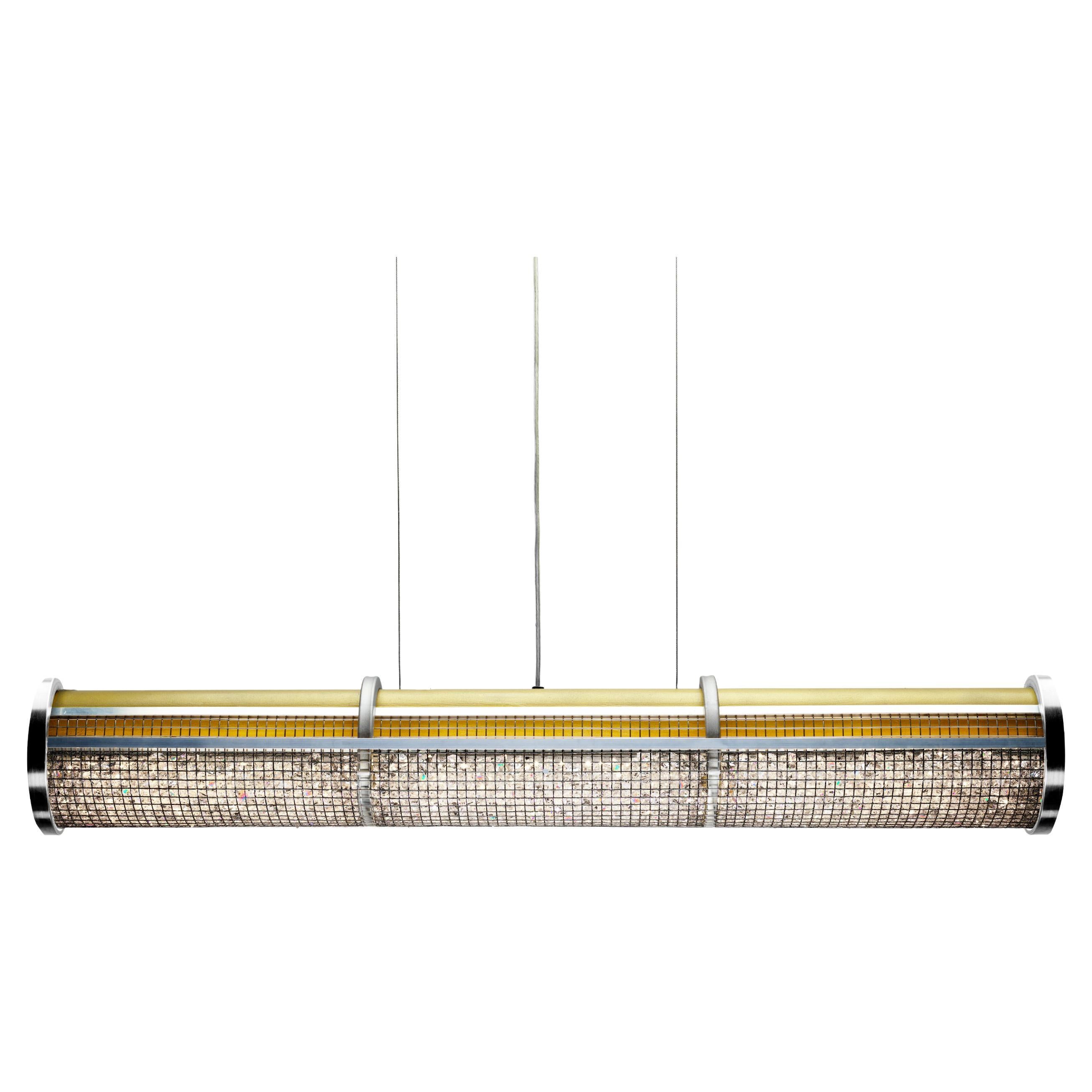 Formation Linear Pendant LED Aluminum Marble Fixture, Brushed Gold For ...