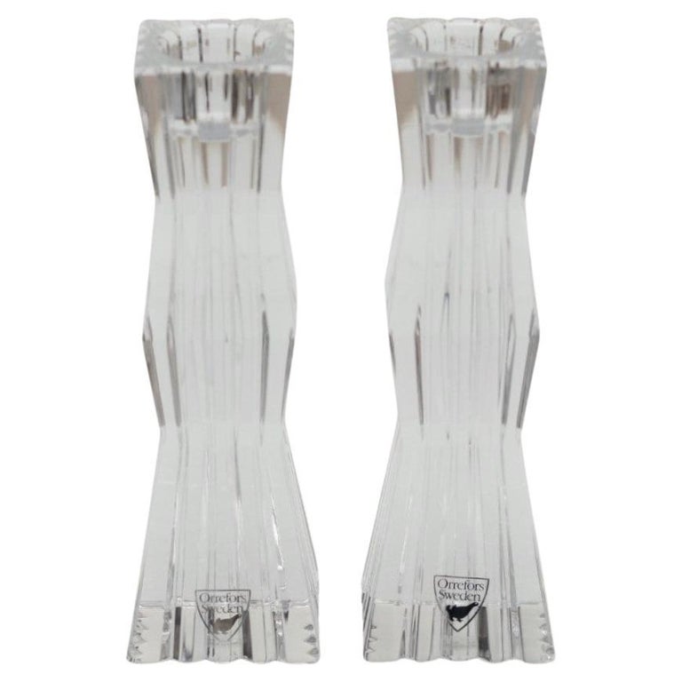 Crystal Candlestick Holders by Orrefors, a Pair at 1stDibs