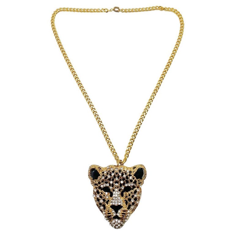 Crystal Cut Out Leopard Pendant 2000s at 1stDibs