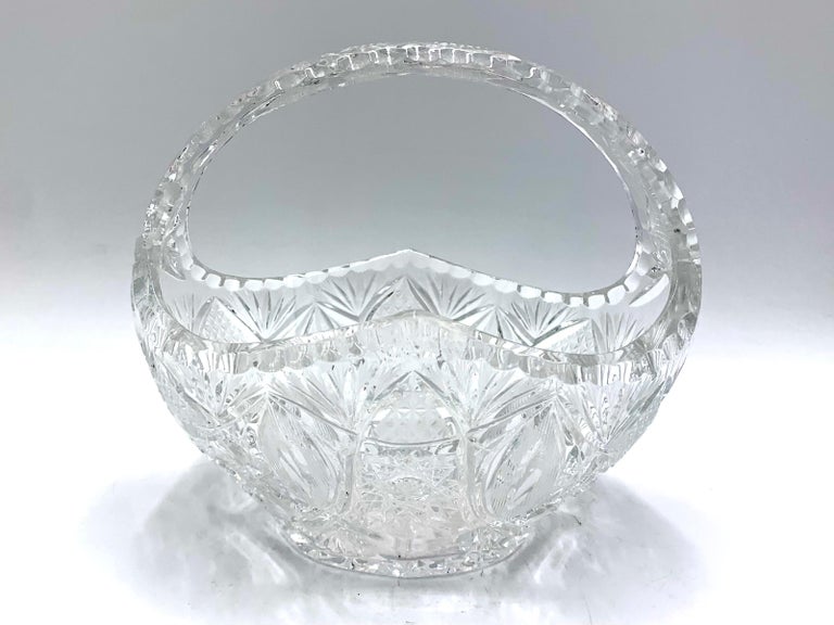 Crystal Decorative Basket, Poland, 1950s For Sale at 1stDibs