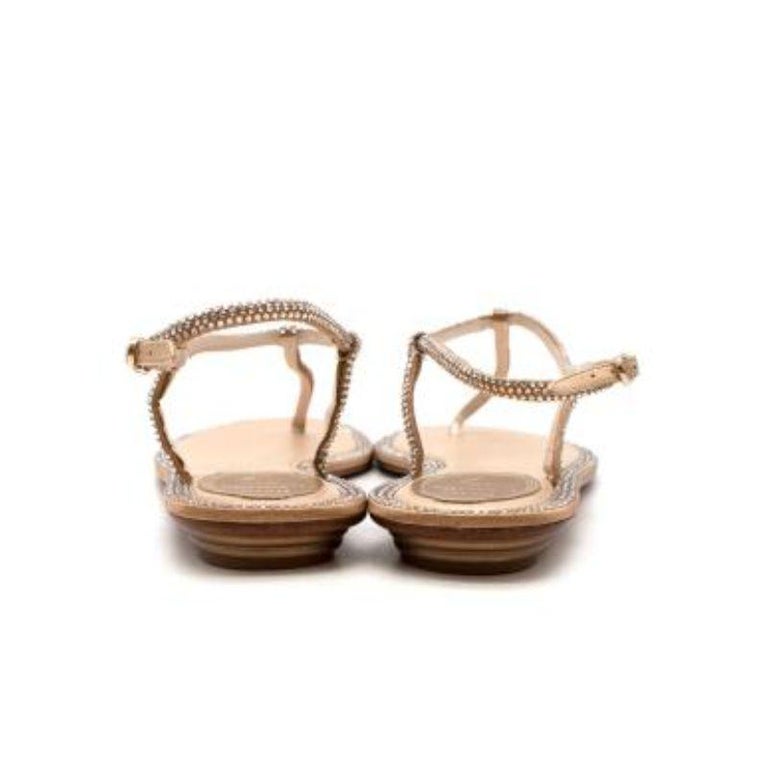 Crystal Embellished Champagne Sandals For Sale at 1stDibs