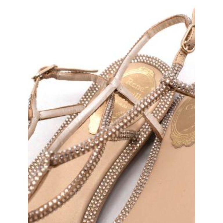 Crystal Embellished Champagne Sandals For Sale at 1stDibs