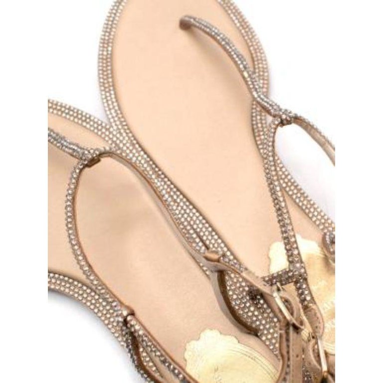 Crystal Embellished Champagne Sandals For Sale at 1stDibs