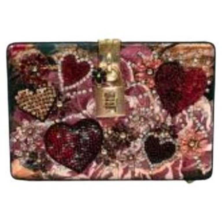 Crystal Embellished Pink Sequin Locket Box Clutch For Sale at 1stDibs