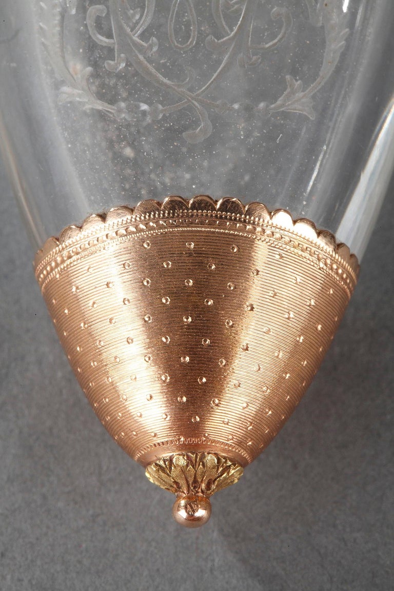 Crystal Flask with Gold, Late 19th Century For Sale at 1stDibs