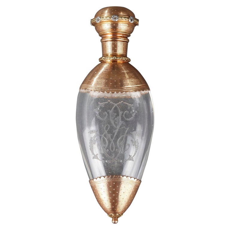 Crystal Flask with Gold, Late 19th Century For Sale at 1stDibs