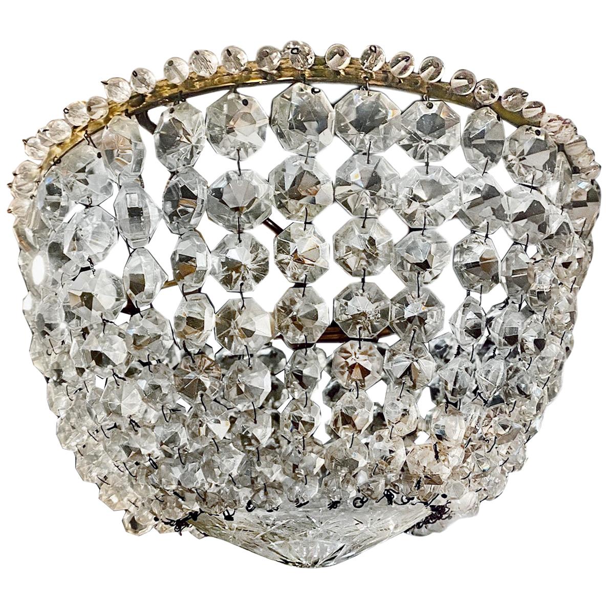 20th Century Italian Crystal Oval Flush Mount Eight-Light Ceiling ...