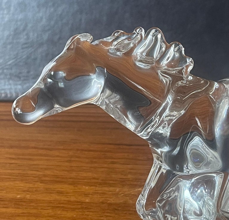 Crystal Galloping Horse / Mustang Sculpture by Steuben Glassworks For ...