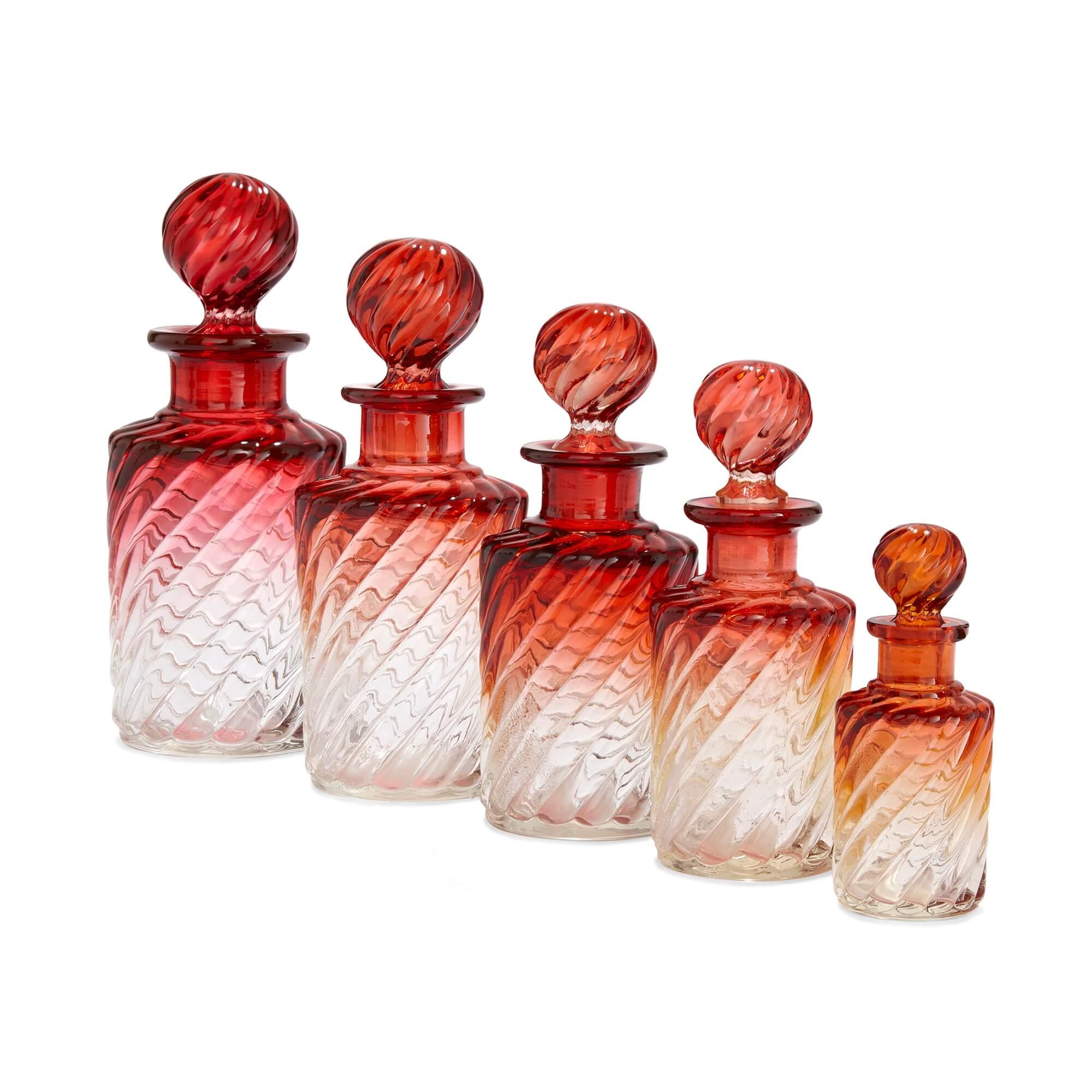 Crystal Glass Collection of Bottles with Tray Toilet Set by Bayel For ...