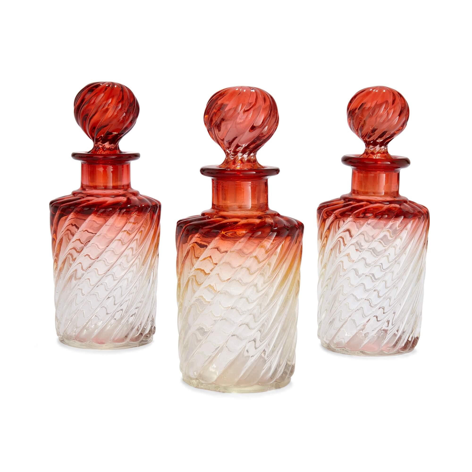 Crystal Glass Collection of Bottles with Tray Toilet Set by Bayel For ...