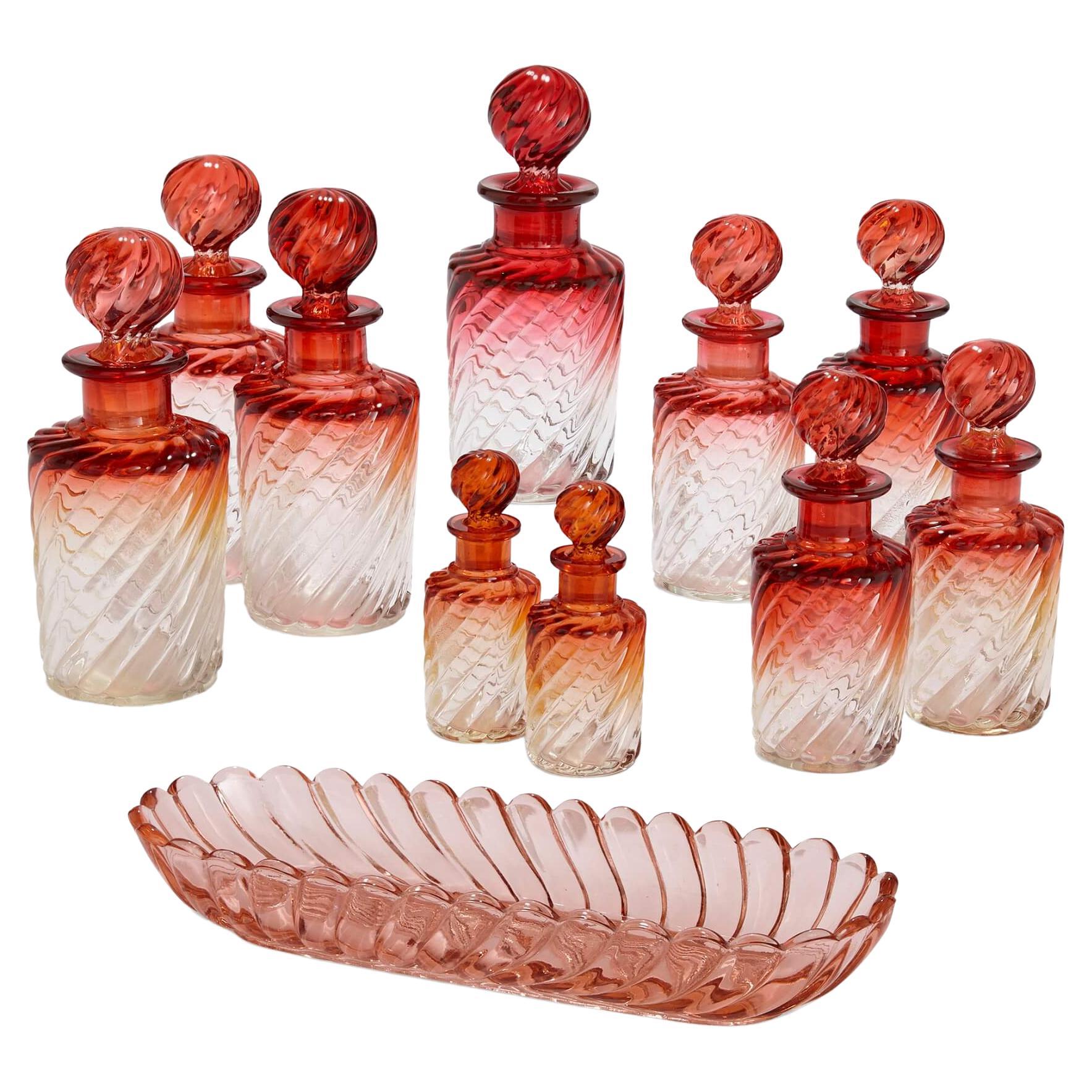 Crystal Glass Collection of Bottles with Tray Toilet Set by Bayel For ...