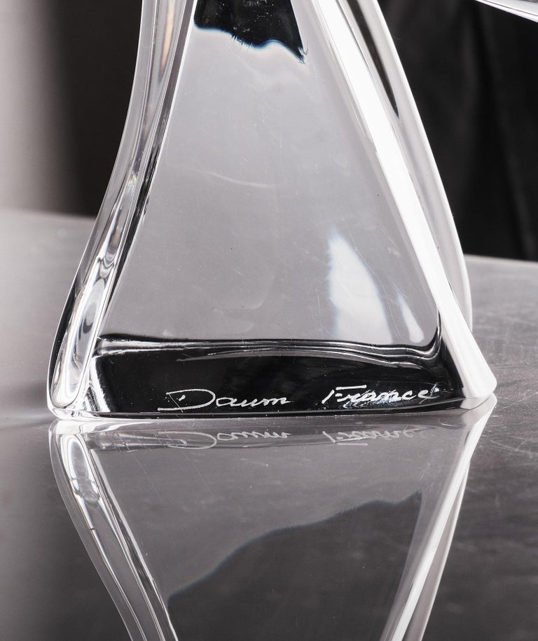 Crystal Glass Sculpture of a Bird from Daum France For Sale at 1stDibs