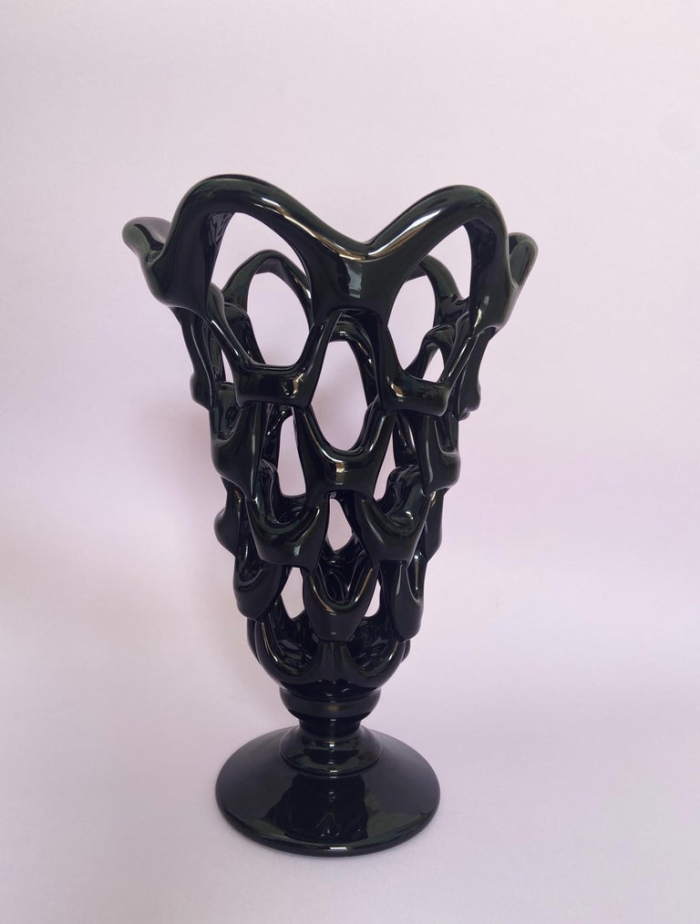 Crystal Glass Vase Sculpture by Mario Cioni and C For Sale at 1stDibs