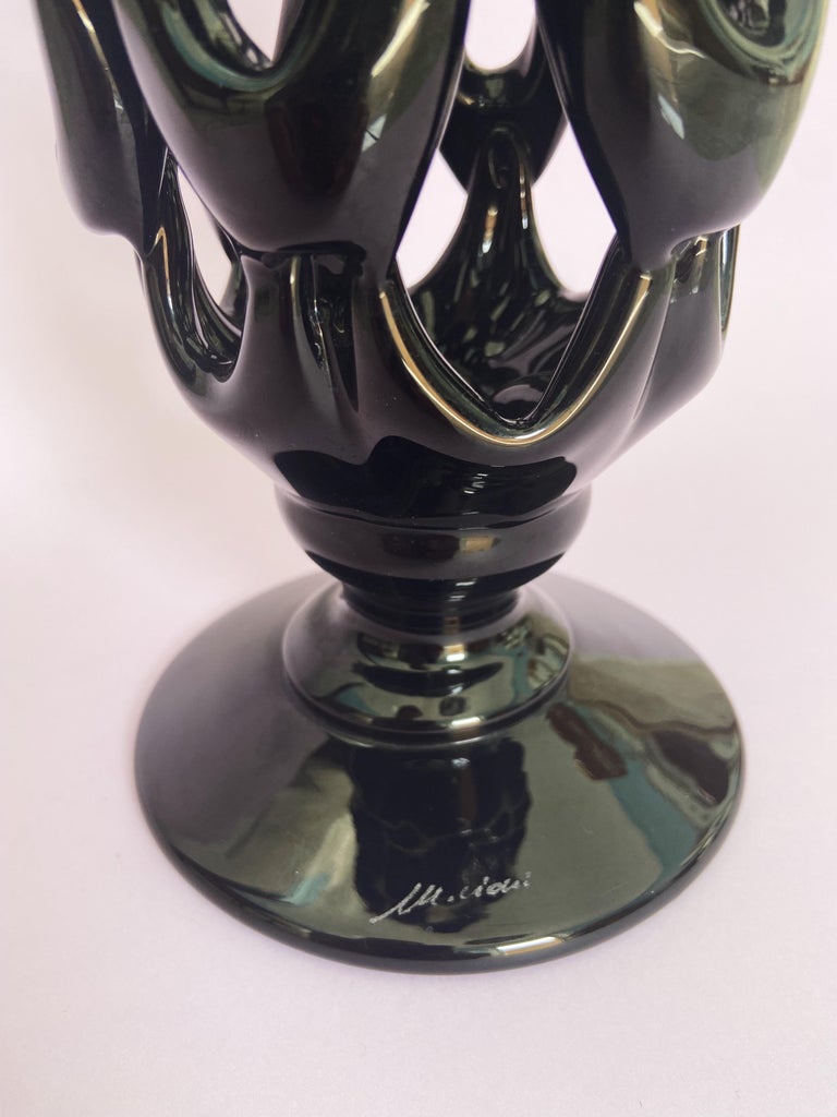 Crystal Glass Vase Sculpture by Mario Cioni and C For Sale at 1stDibs