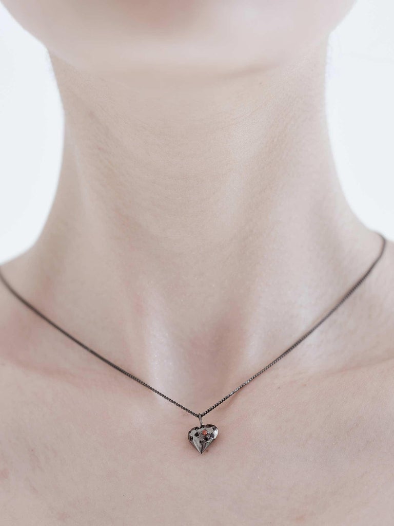 Crystal Heart Silver Pendant For Sale at 1stDibs