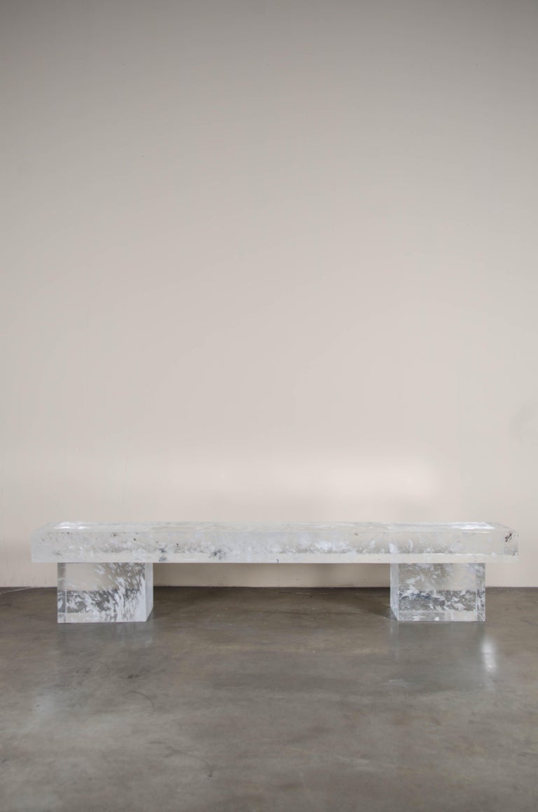 Crystal Low Bench by Robert Kuo, Hand Carved at 1stDibs