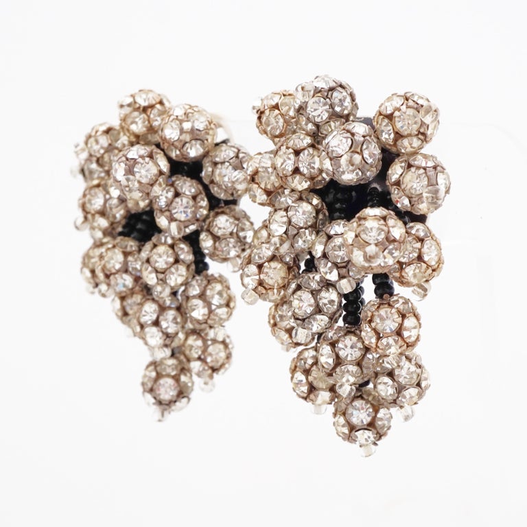 Crystal Pavé Ball Cluster Statement Earrings By Lois Ann, 1980s For ...