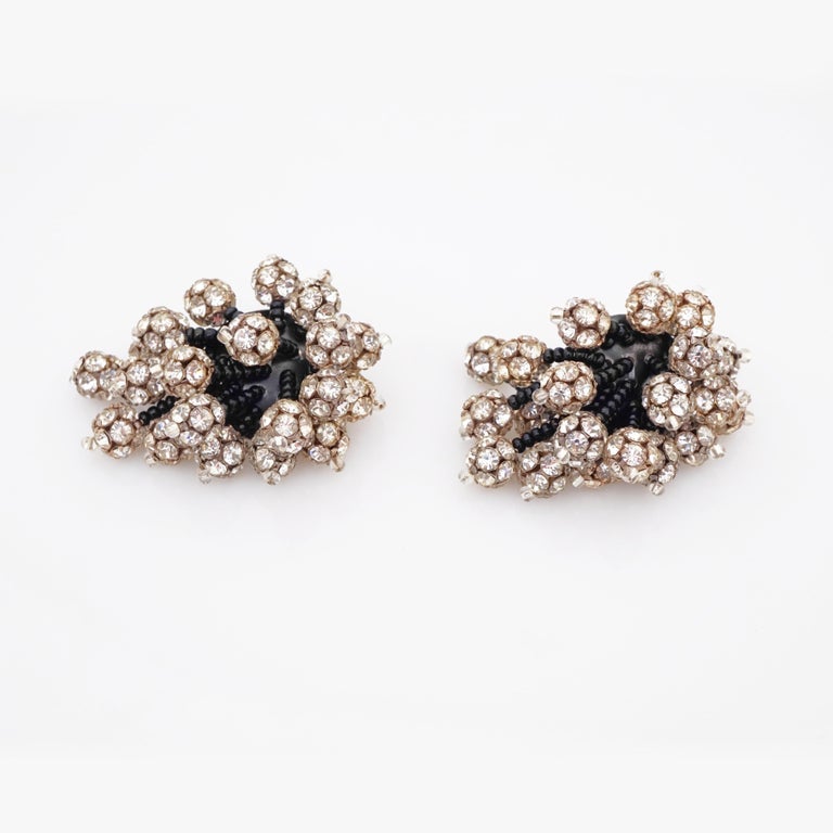 Crystal Pavé Ball Cluster Statement Earrings By Lois Ann, 1980s For ...