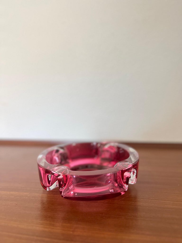Crystal Pink Ashtray for Val Saint Lambert, Paper Weight For Sale at ...