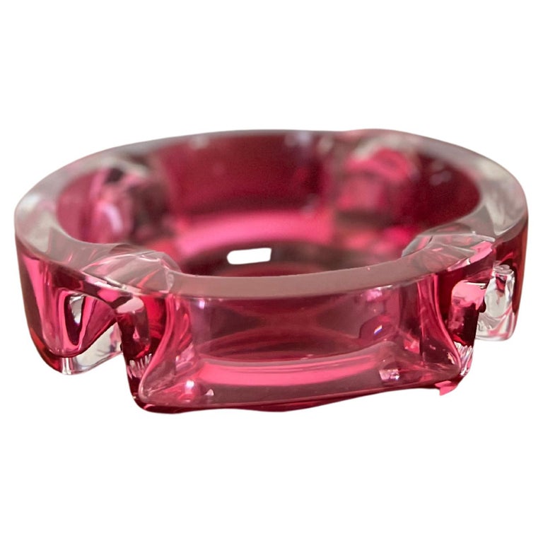 Crystal Pink Ashtray for Val Saint Lambert, Paper Weight For Sale at ...