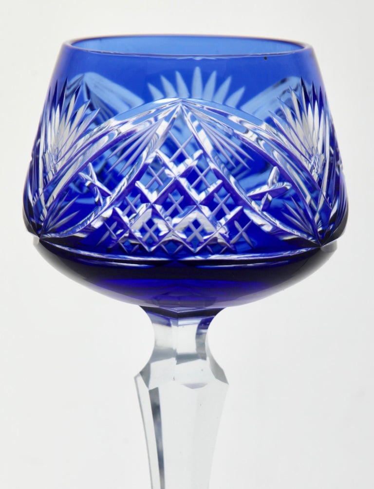 Crystal Set of 6 Nachtmann Stem Glasses with Overlay Cut to Clear at ...