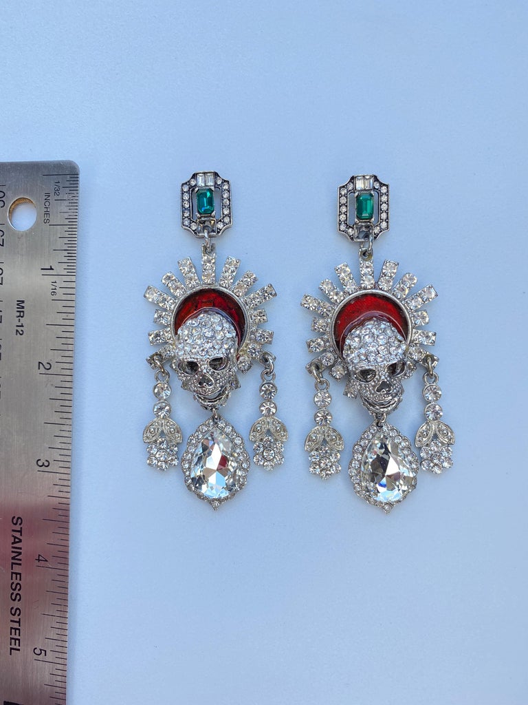 Crystal skull earrings by Sebastian Jaramillo For Sale at 1stDibs