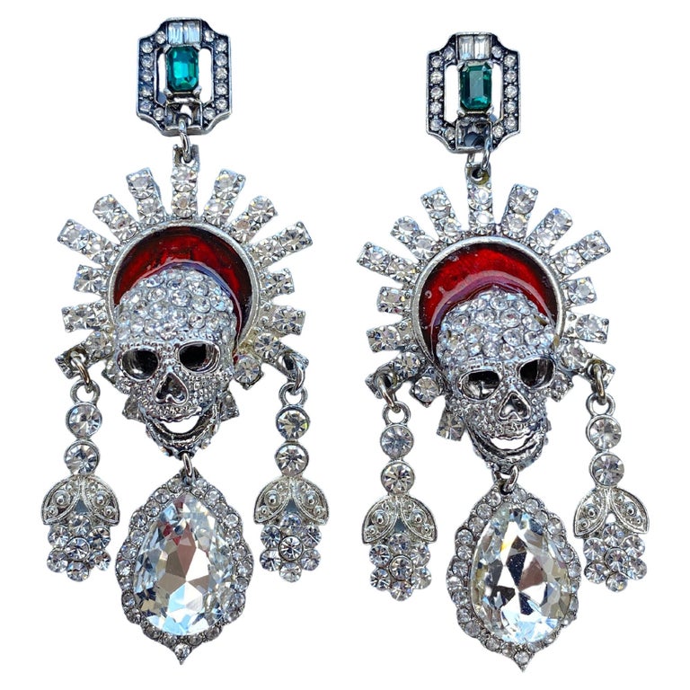 Crystal skull earrings by Sebastian Jaramillo For Sale at 1stDibs