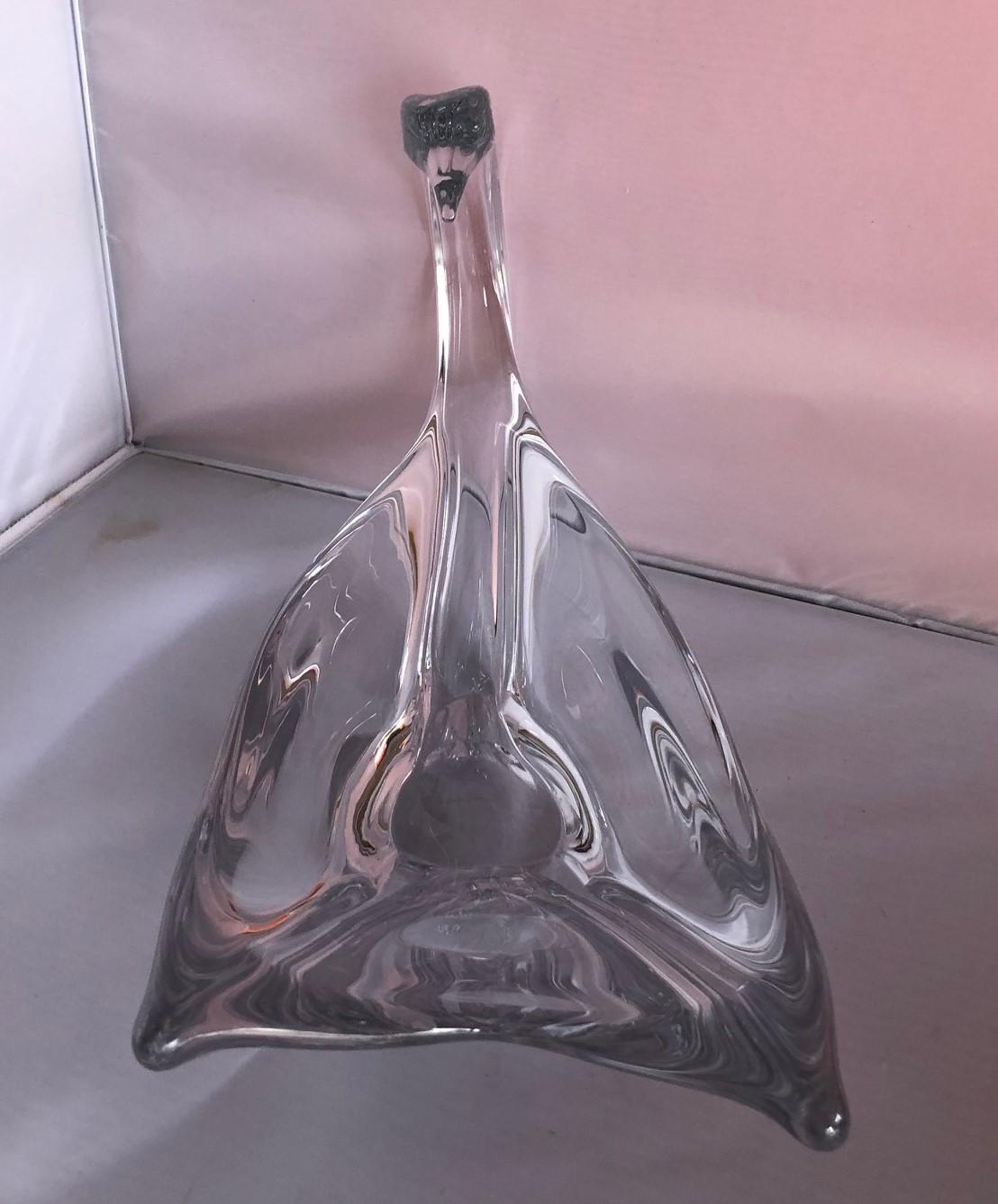 Crystal Swan Bowl Sculpture by Daum France at 1stDibs