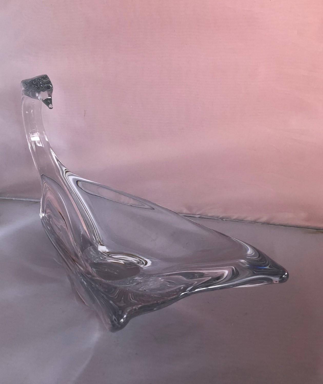 Crystal Swan Bowl Sculpture by Daum France at 1stDibs