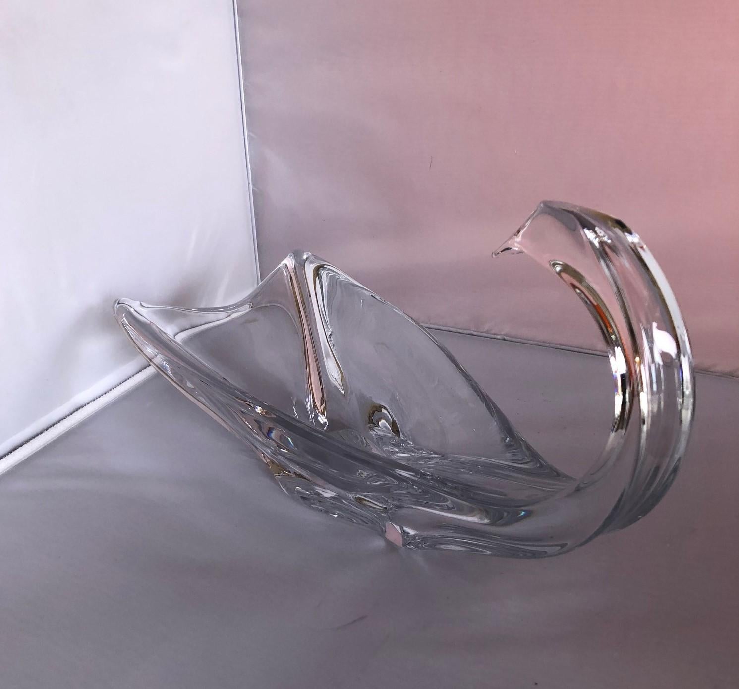 Crystal Swan Bowl Sculpture by Daum France at 1stDibs