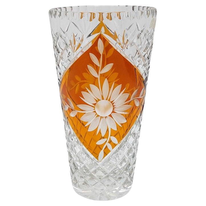 Crystal vase, Huta Szkła Julia, 1960s, Poland. For Sale at 1stDibs