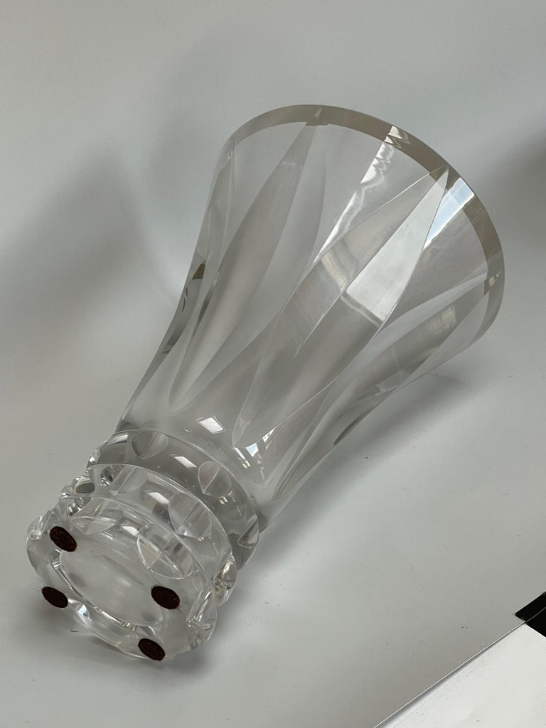 Crystal Vase with Cut Sides Cristallerie Saint Louis For Sale at 1stDibs