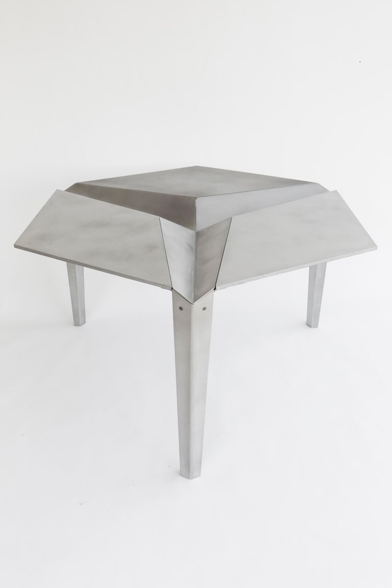 Crystallized Three-Legged Recycled Metal Dining Table, Removable ...