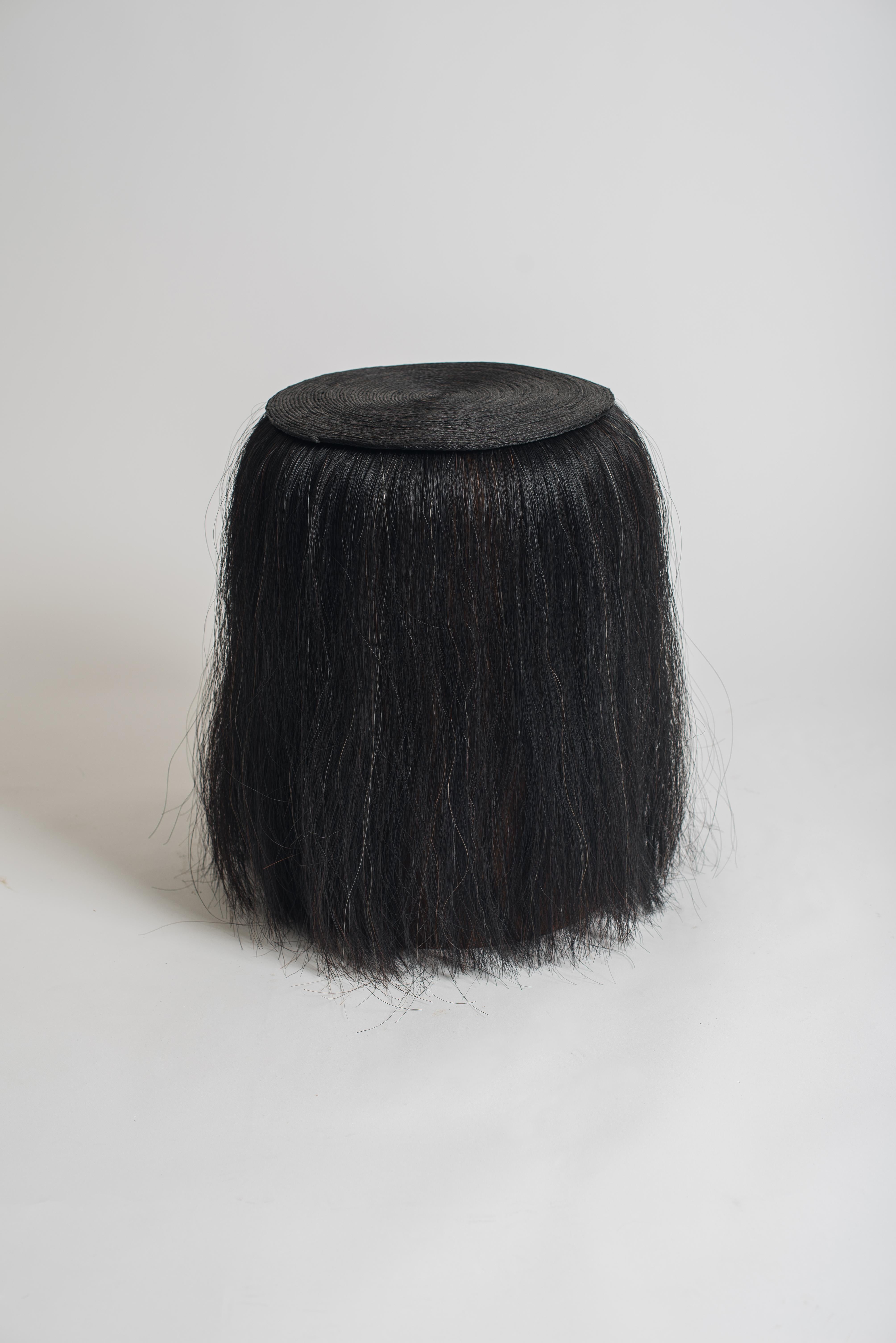 Taburete Cuaco - Taburete de madera maciza de crin de caballo tejida a ...