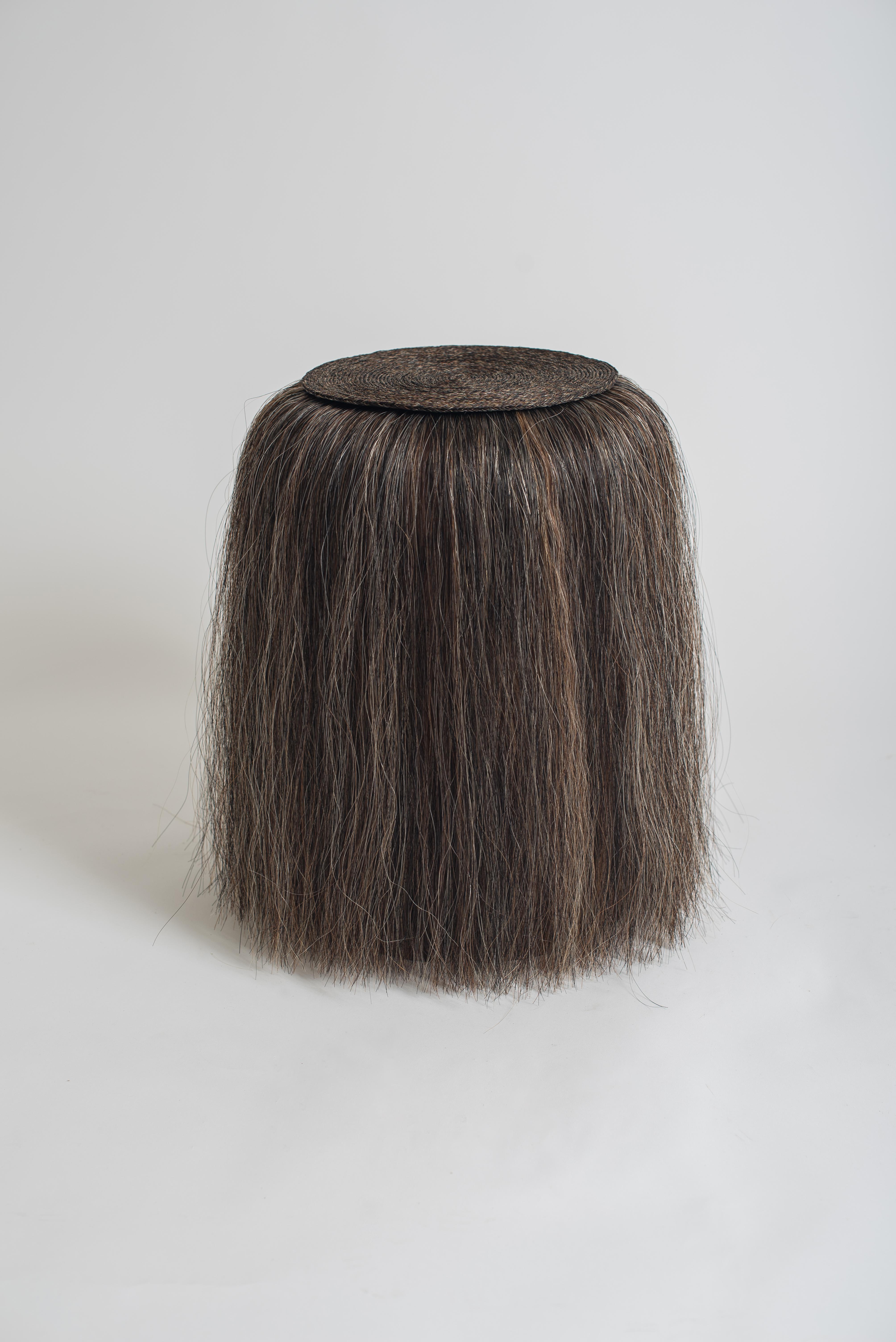 Taburete Cuaco - Taburete de madera maciza de crin de caballo tejida a ...