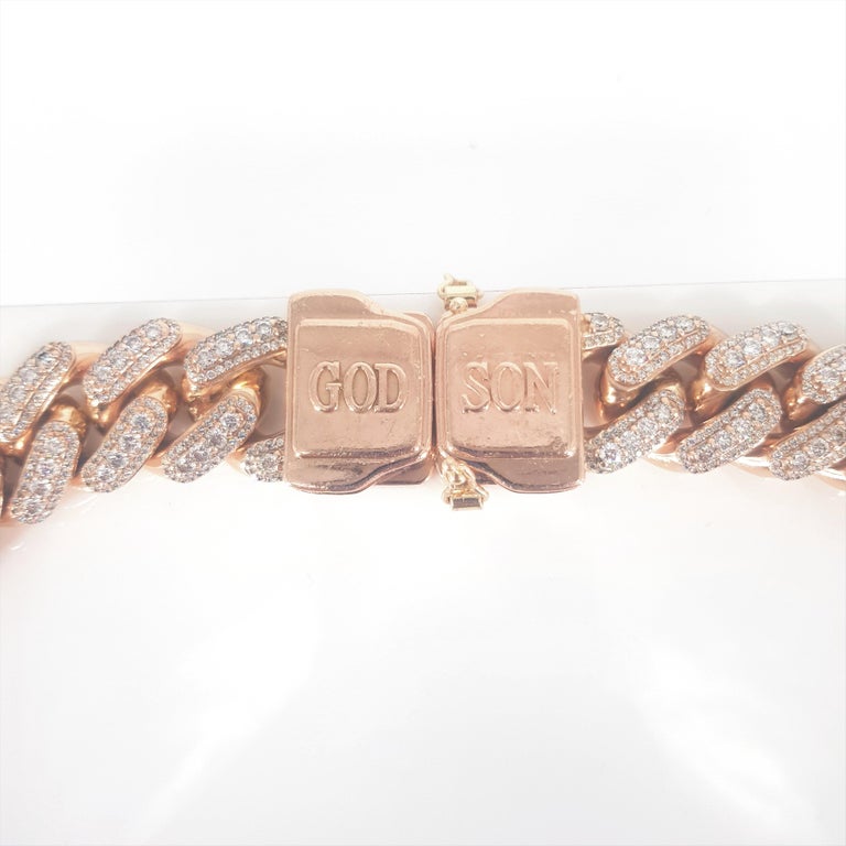 10ct Yellow Gold Diamond Cuban Link Chain For Sale at 1stDibs