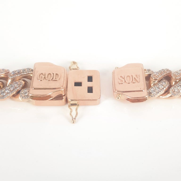 10ct Yellow Gold Diamond Cuban Link Chain For Sale at 1stDibs