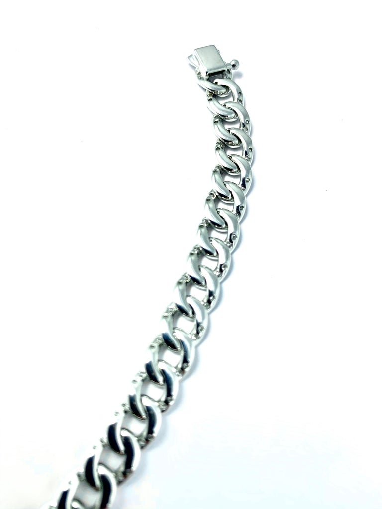 Cuban White 18 Karat Gold Bracelet, Made in Italy For Sale at 1stDibs