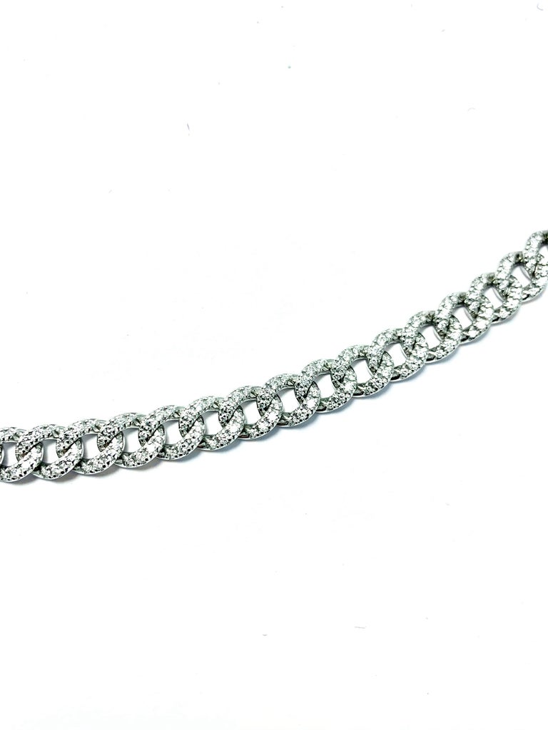 Cuban White 18 Karat Gold Bracelet, Made in Italy For Sale at 1stDibs