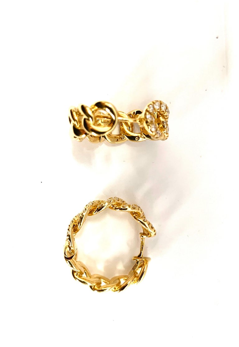 Cuban Yellow Earrings 18 Karat Gold Made in Italy For Sale at 1stDibs