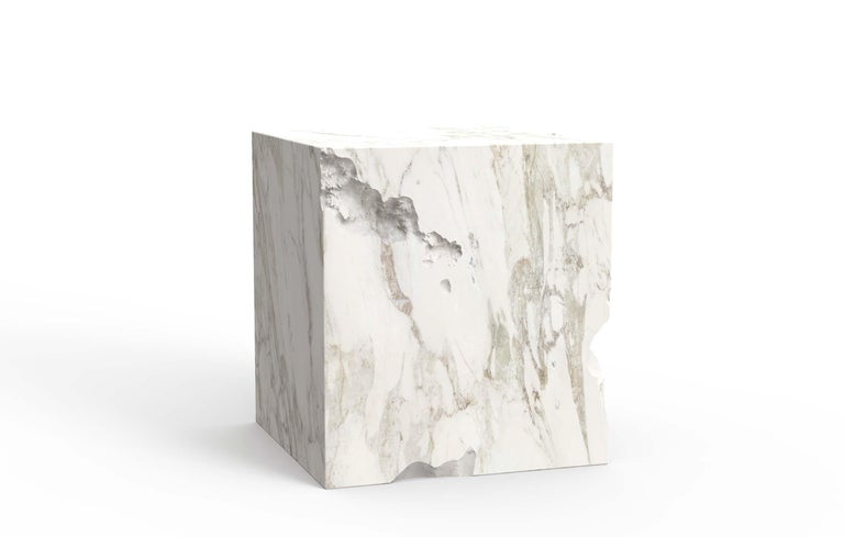 Cube Eroded Marble Side Table Spectra Collection For Sale at 1stDibs