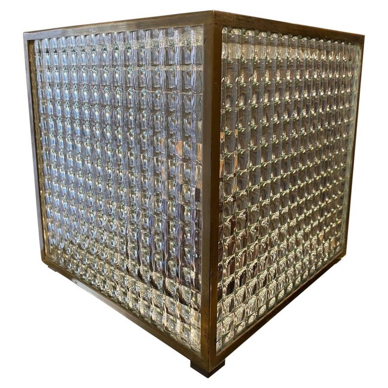 Cube Mirrored Retro Glass Table or Floor Lamp-France at 1stDibs