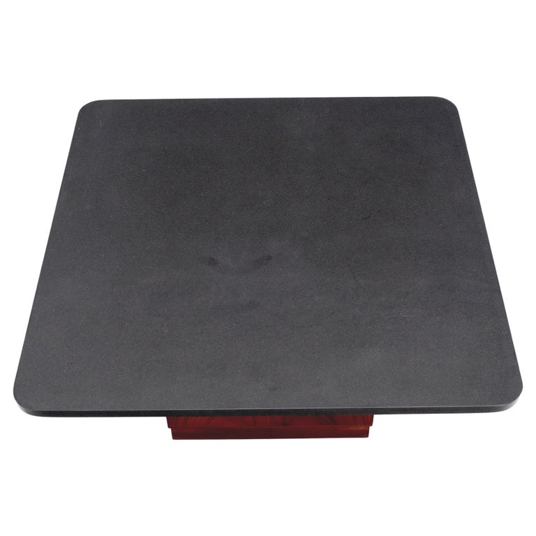 Cube Shape Oiled Walnut Pedestal Base Square Slate Too Coffee Center ...