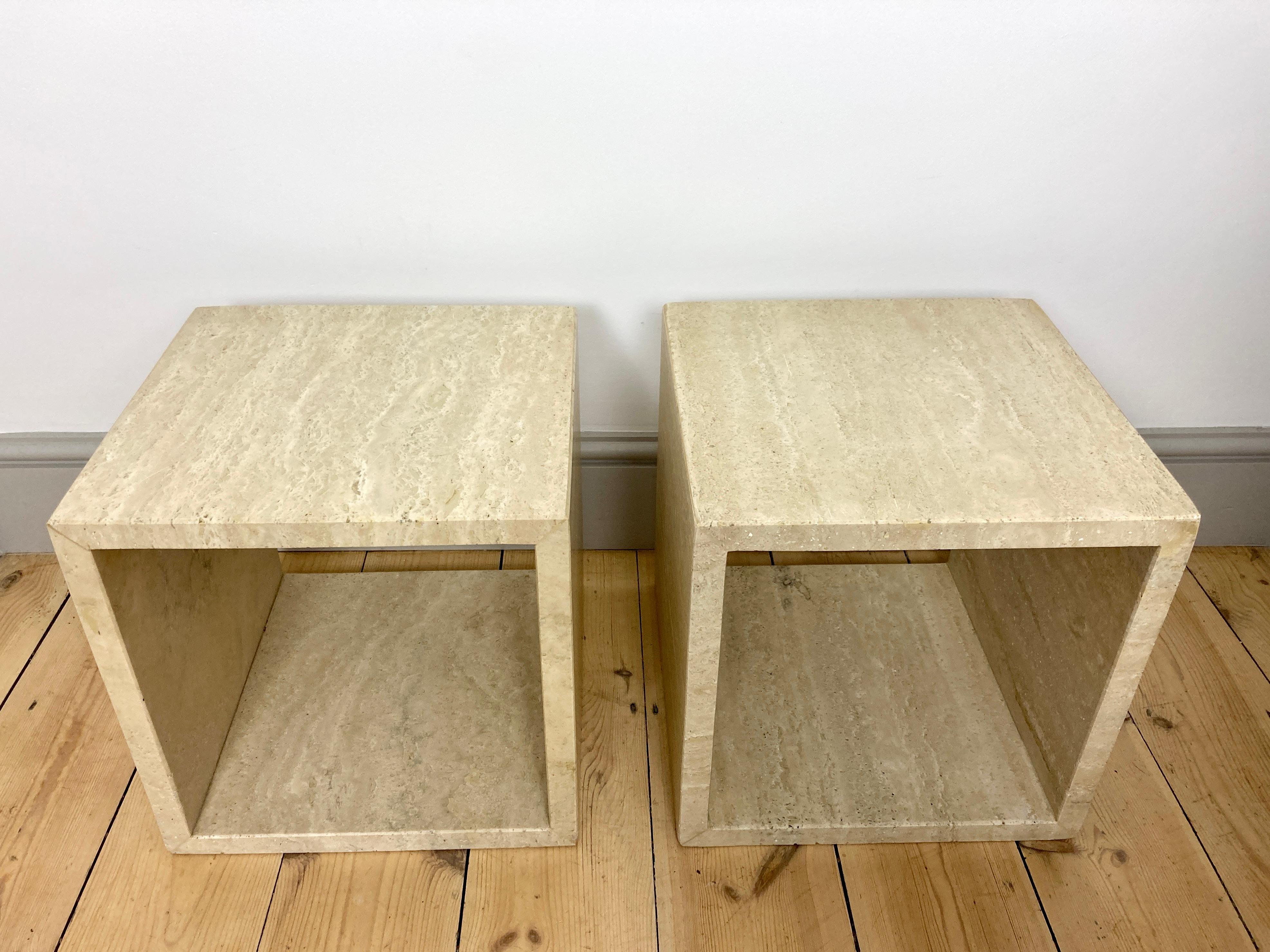 Cube Side Tables in Natural Travertine Stone at 1stDibs