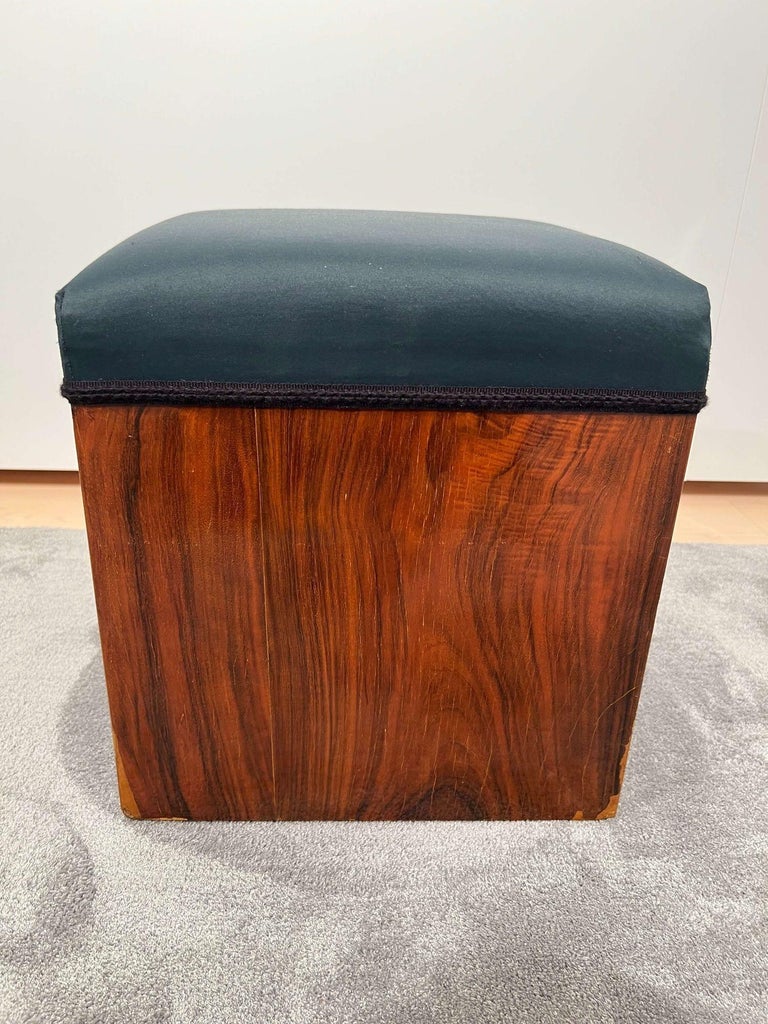 Cubic Art Deco Stool, Walnut Veneer, France, circa 1930 For Sale at 1stDibs