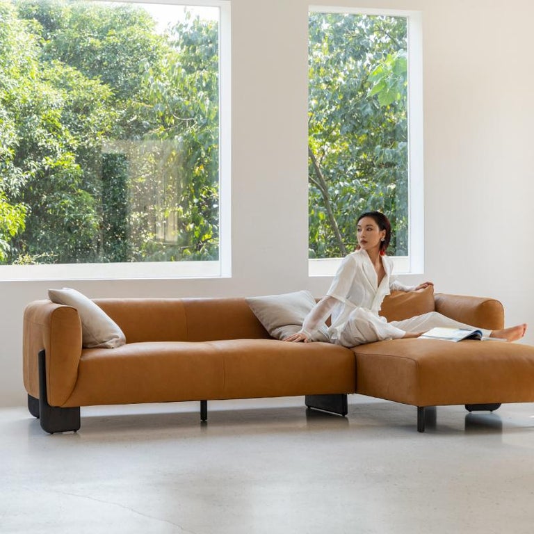 Cubic Deep Seat Sofa with Full-Grain and Vegan Leather Options For Sale at 1stDibs