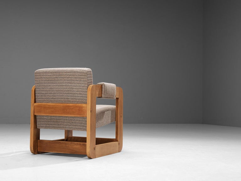 Cubic Lounge Chair in Light Grey Upholstery For Sale at 1stDibs