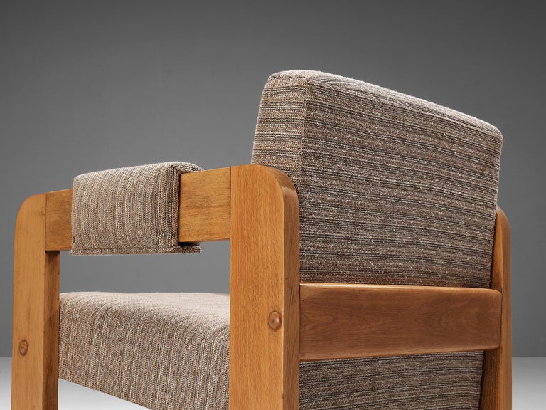 Cubic Lounge Chair in Light Grey Upholstery For Sale at 1stDibs