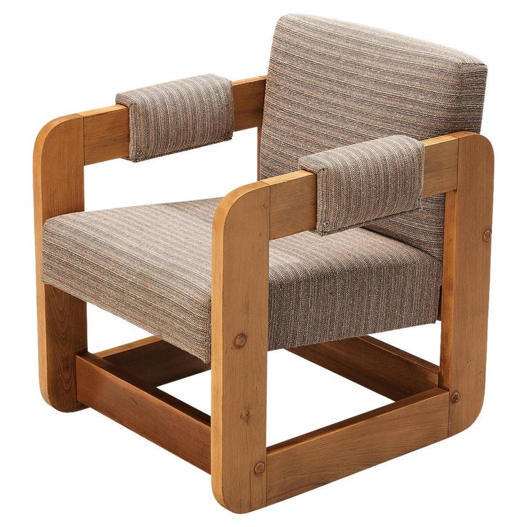 Cubic Lounge Chair in Light Grey Upholstery For Sale at 1stDibs